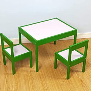 Coin and Coins - Kids Wood Table & Chair Set, Kids Play Table for Picnic, Dining, Outdoor - Art, Craft, Drawing, Painting Activities, Wooden|3 Pieces (Green)