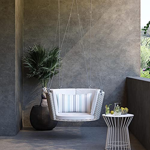 Novogratz Poolside Gossip Collection, Sally Patio Swing, Harbor Grey Cushions, Light Taupe Wicker