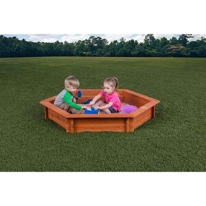 hexagon sandbox with cover (4’9″ x 4’3″) brown