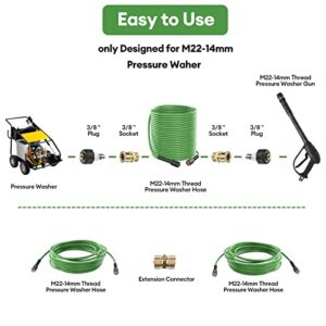 HNYRI Pressure Washer Hose 50 FT x 1/4", Kink Resistant Replacement Power Wash Hose, 3600PSI Universal Flexible Extension Hose with M22 14mm to 3/8" Quick Connect Couplers, Pressure Washer Attachment