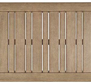 Signature Design by Ashley Gerianne Outdoor Rectangular Eucalyptus Wood Slat Top Coffee Table, Beige