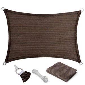 eden’s decor 6′ x 8′ brown sun shade sail outdoor canopy rectangular awning fabric cloth screen for patio garden backyard pergola custom size