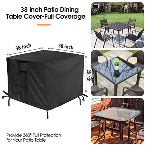 Jungda Outdoor Table Cover,38 Inch Square Patio Table Cover,Waterproof Outside Small Table Cover Furniture Cover - 38 X 38 X 28 Inch