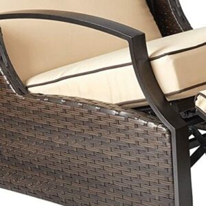 Westerly Tan All Weather Resin Wicker Patio Adjustable Recliner Chair, Powder-Coated Rust-Resistant Steel Frame