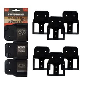 stealthmounts ridgid battery holders 18v | ridgid battery mounts for ridgid 18v power tools | 6 pack | ridgid battery clip organizers | black