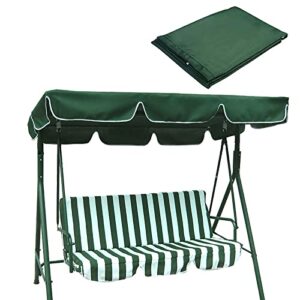 MSRRY Swing Canopy Replacement Porch Top Cover Seat 2-3 Seater Waterproof Top Cover for Outdoor Garden Patio Yard, Green (Size:142 * 120 * 15cm)