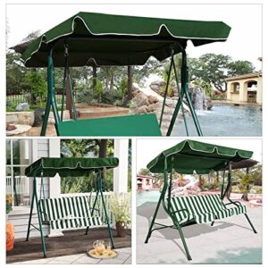 MSRRY Swing Canopy Replacement Porch Top Cover Seat 2-3 Seater Waterproof Top Cover for Outdoor Garden Patio Yard, Green (Size:142 * 120 * 15cm)