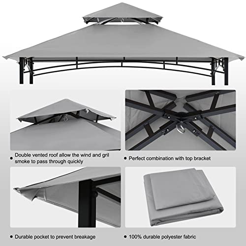 COOSHADE Grill Gazebo Replacement Roof Top for L-GZ238PST-11(Grey)