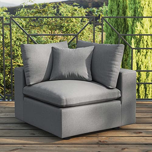 Modway EEI-4904-CHA Commix Overstuffed Outdoor Patio Corner Chair, Charcoal