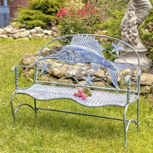 lesera ltd. coastal blue metal furniture collection bencharm chair (swordfish bench)