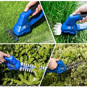 Cordless Grass Shears & Shrub Hedge Trimmer, 2 in 1 Electric Handhled Hedge Clippers 20V Grass Cutter Trimmer with Rechargeable Lithium-Ion Battery and Charger, Plastic Cover Included