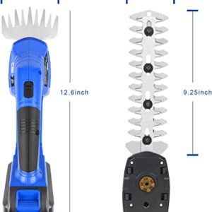 Cordless Grass Shears & Shrub Hedge Trimmer, 2 in 1 Electric Handhled Hedge Clippers 20V Grass Cutter Trimmer with Rechargeable Lithium-Ion Battery and Charger, Plastic Cover Included