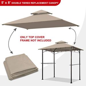 Eurmax USA High Performance Grill Gazebo Canopy Replacement Cover 5x8 BBQ Gazebo Shelter Top（Beige）