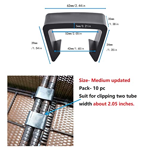 SUQ I OME 10 Pack of Patio Outdoor Furniture Clip Fastner, Sectional Rattan Wicker Sofa Furniture Connector Fastener Clips, Suit for Tube Width 2.05 inches. (-2.05 inch M)