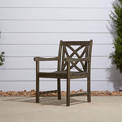 Renaissance Outdoor Patio Hand-Scraped Wood Garden Armchair