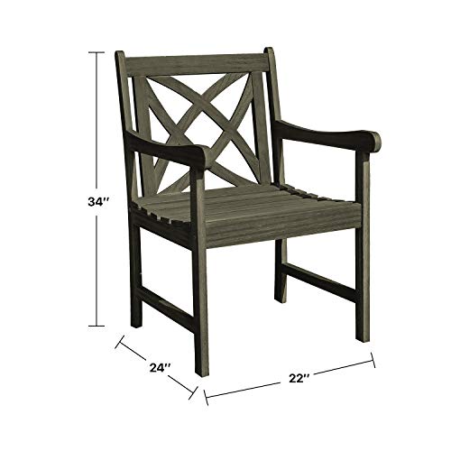 Renaissance Outdoor Patio Hand-Scraped Wood Garden Armchair