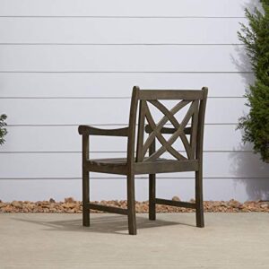 Renaissance Outdoor Patio Hand-Scraped Wood Garden Armchair