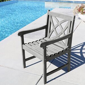 Renaissance Outdoor Patio Hand-Scraped Wood Garden Armchair