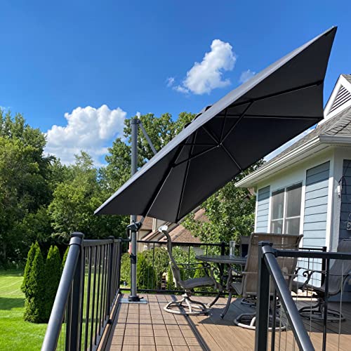 PURPLE LEAF 10 Feet Patio Umbrella Outdoor Cantilever Square Umbrella Aluminum Offset Umbrella with 360-degree Rotation for Garden Deck Pool Patio, Grey