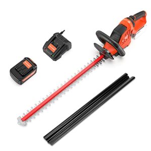 Upgraded Electric Cordless Hedge Trimmer, 22” Dual-Action Blade, 3000 RPM/min Power Hedge Trimmers with 20V 4.0Ah Battery and Fast Charger, Safety Double Switch