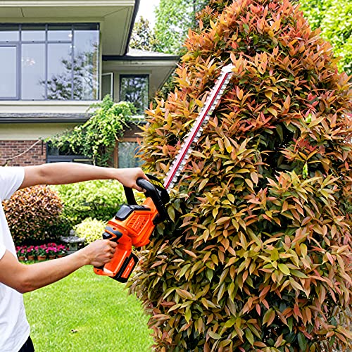 Upgraded Electric Cordless Hedge Trimmer, 22” Dual-Action Blade, 3000 RPM/min Power Hedge Trimmers with 20V 4.0Ah Battery and Fast Charger, Safety Double Switch