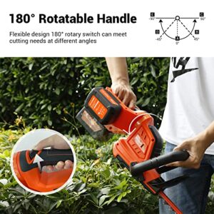 Upgraded Electric Cordless Hedge Trimmer, 22” Dual-Action Blade, 3000 RPM/min Power Hedge Trimmers with 20V 4.0Ah Battery and Fast Charger, Safety Double Switch