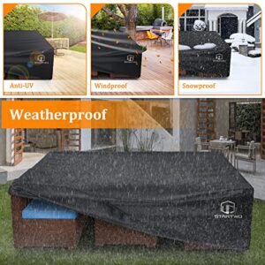 STARTWO Patio Furniture Covers,Waterproof Outdoor Furniture Covers, Heavy Duty Outdoor Sectional Sofa Cover with Windproof Buckles, 8-12 Seats Patio Table Cover