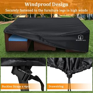 STARTWO Patio Furniture Covers,Waterproof Outdoor Furniture Covers, Heavy Duty Outdoor Sectional Sofa Cover with Windproof Buckles, 8-12 Seats Patio Table Cover