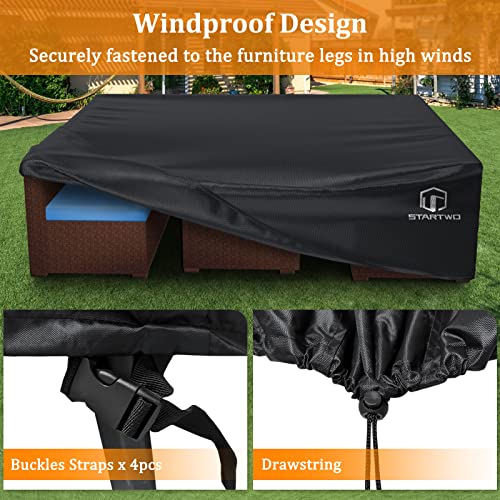 STARTWO Patio Furniture Covers,Waterproof Outdoor Furniture Covers, Heavy Duty Outdoor Sectional Sofa Cover with Windproof Buckles, 8-12 Seats Patio Table Cover