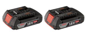 bosch bat612-2pk 18-volt lithium-ion 2.0 ah slim pack battery with digital fuel gauge, 2-pack , black