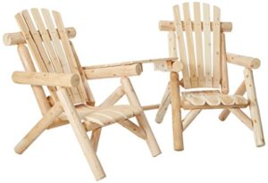 lakeland mills cfu329 cedar log vista tete outdoor chairs, natural