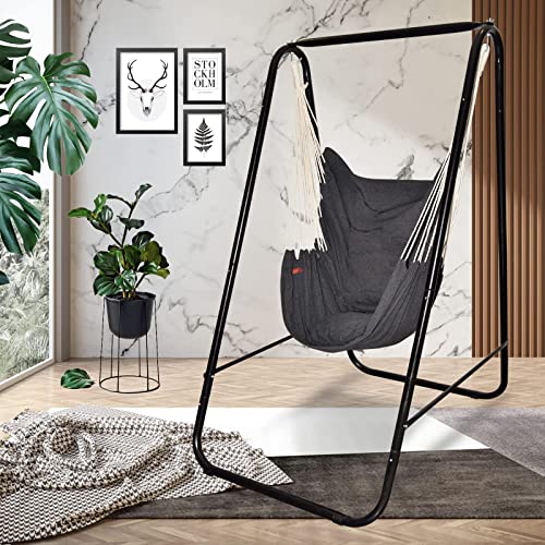 Hammock Chair with Stand - wuyule Heavy Duty Hammock Chair Stand with Hanging Swing Chair, Max Load 330Lbs, Indoor Outdoor Swing Stand Suitable for Room, Yard