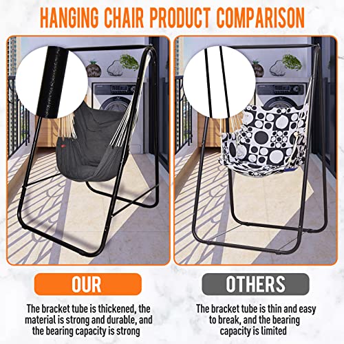 Hammock Chair with Stand - wuyule Heavy Duty Hammock Chair Stand with Hanging Swing Chair, Max Load 330Lbs, Indoor Outdoor Swing Stand Suitable for Room, Yard