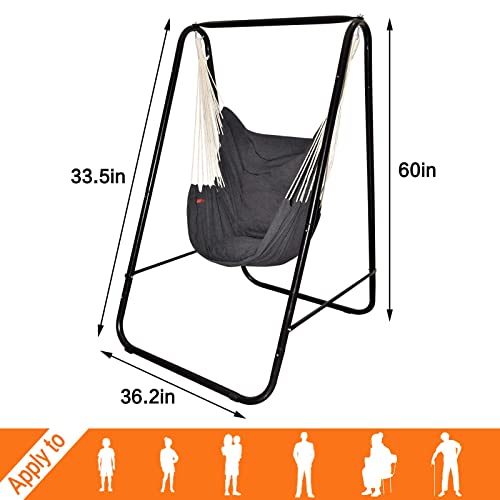 Hammock Chair with Stand - wuyule Heavy Duty Hammock Chair Stand with Hanging Swing Chair, Max Load 330Lbs, Indoor Outdoor Swing Stand Suitable for Room, Yard