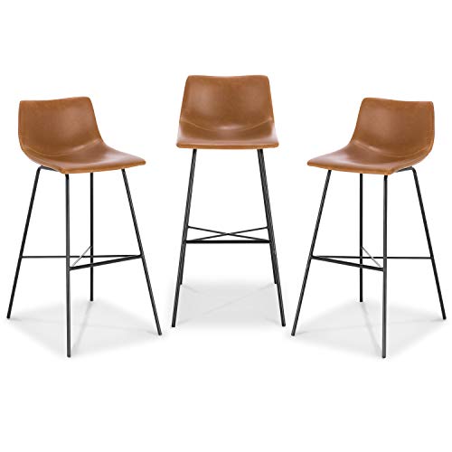 POLY & BARK Paxton 29” Bar Stool in Tan, Set of 3