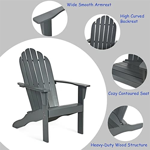 WYFDP Outdoor Chairs Solid Wood Patio Garden Terrace Furniture Grey