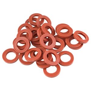 30 pcs garden hose washer rubber, hosnhh heavy duty rubber washer fit all standard 3/4″ garden hose fittings, watering timer, sprinkler (red）