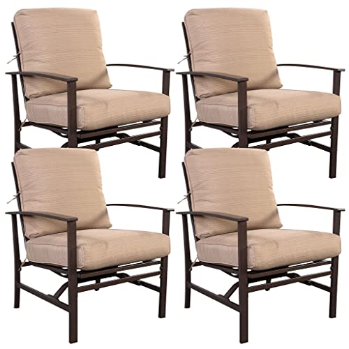 WYFDP 4 Piece Patio Dining Chairs Stackable Removable Cushioned Garden Patio