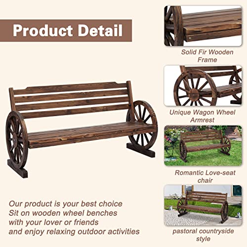 ide·o Outdoor Bench Garden Bench - Wooden Bench, Porch Bench, Benches for Outside, Wooden Benches Outdoor