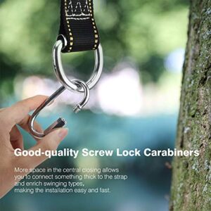 PACEARTH 10ft Tree Swing Straps Hanging Kit, Holds Max 2425lbs with Safer Lock Carabiners, Easy Fast Installation for Tire and Saucer Swings, Camping Hammock Accessories, Tree Attachment Straps - 2Pcs