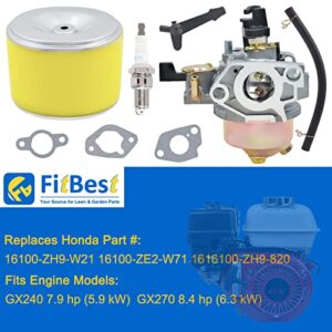 FitBest Carburetor for Honda GX240 GX270 8HP 9HP Engines Replaces 16100-ZE2-W71 1616100-ZH9-820 Carb