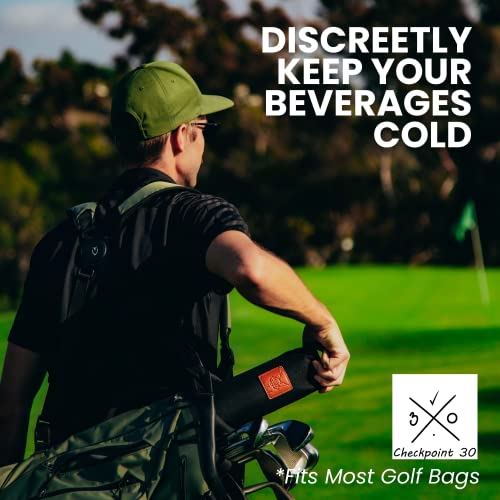 LNX Golf Cooler Sleeve by Checkpoint 30 | Keep Cans Cold up to 6 Hours | Insulated, Convenient, and Stylish | for Golf, Camping, and Outdoor Activities | Stores up to 6 Cans | Jet Black