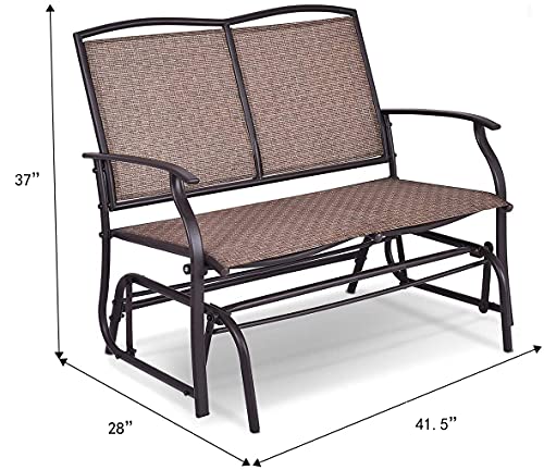 HAPPYGRILL Outdoor Swing Glider Loveseat Chair for Backyard Garden Rocking Seating Patio Bench with Powder Coated Steel Frame