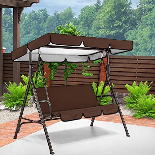 Outdoor Swing Canopy Cover, 2-Seater Canopy Swing Sets for Backyard, Replacement Swing Waterproof Top Cover Set for Patio/Lawn/Garden, Swing Canopy Cushion Sunscreen Uv Protection (No Steel Frame)