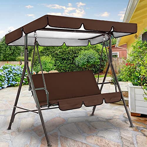 Outdoor Swing Canopy Cover, 2-Seater Canopy Swing Sets for Backyard, Replacement Swing Waterproof Top Cover Set for Patio/Lawn/Garden, Swing Canopy Cushion Sunscreen Uv Protection (No Steel Frame)