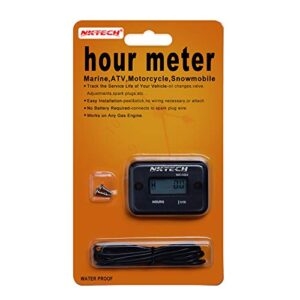 nktech nk-hs2 inductive hour meter for gas engine lawn mover marine atv motorcycle boat snowmobile dirt bike outboard motor generator ip68 99999hrs hourmeter (black)