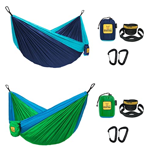 Wise Owl Outfitters Camping Hammocks Duo - Set of 2, Adults and Kids Hammock for Outdoor, Indoor, Single & Double Use w/Tree Straps - Camping Gear Essentials,