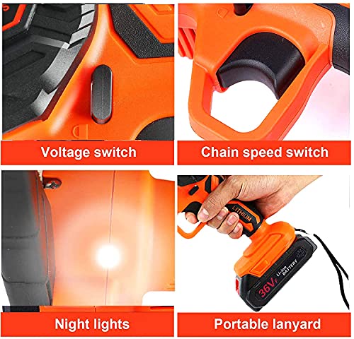 Mini Chainsaw Cordless, 6 Inch Battery Powered Chainsaw Pruning Chain Saw, One-Handed Portable Electric Small Chainsaw for Gardening Tree Trimming and Branch Wood Cutting(2x Battery,2x Chain)