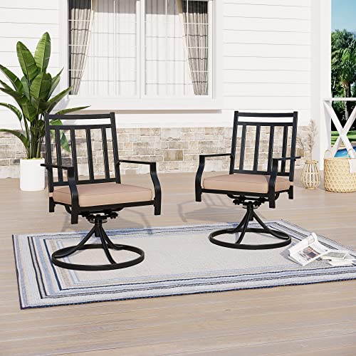 Sophia & William Patio Dining Chairs Set of 2 Swivel Outdoor Dining Metal Chair with Cushion Support 300 lbs for Garden Backyard Bistro Furniture Set