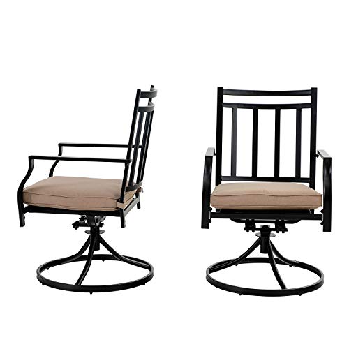 Sophia & William Patio Dining Chairs Set of 2 Swivel Outdoor Dining Metal Chair with Cushion Support 300 lbs for Garden Backyard Bistro Furniture Set